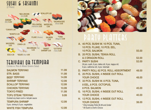 Tony's Sushi - Japanese Menu